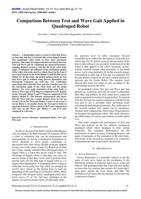Pdf Comparison Between Trot And Wave Gait Applied In Quadruped Robot