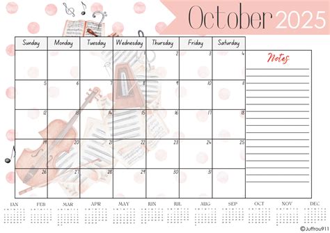 A4 And A3 Music Calendar 2025 Juffrou 911