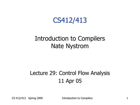 Ppt Lecture 29 Control Flow Analysis 11 Apr 05 Powerpoint Presentation Id 3900102