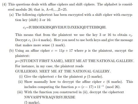 Solved 4 This Questions Deals With Affine Ciph Solutioninn