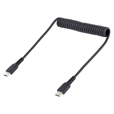 Startech 20in 50cm Rugged Coiled Usb C Charging Cable Black R2ccc
