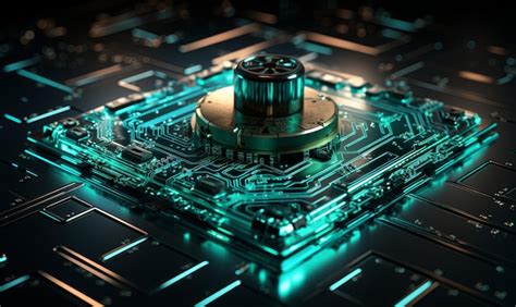 Green Light Illuminating Computer Processor Premium AI Generated Image