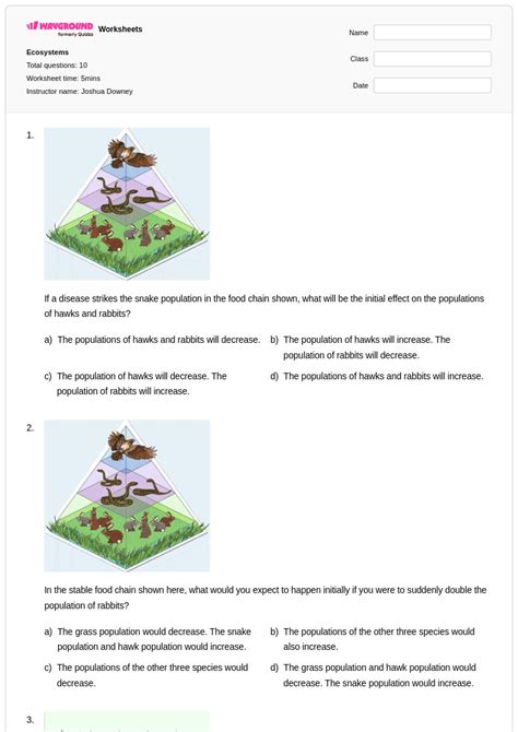 50 Ecosystems Worksheets For Grade 7 On Wayground Free And Printable