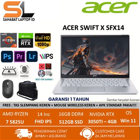 Jual Acer Swift X Amd Ryzen U Ram Gb Tb Ssd Full Hd Ips Nvidia Rtx Ti Windows