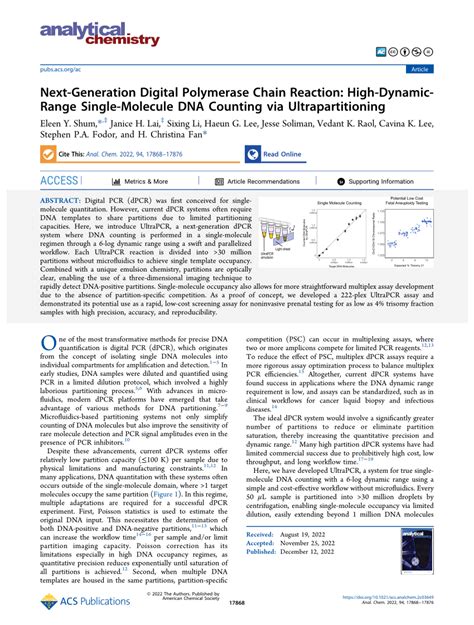 Pdf Next Generation Digital Polymerase Chain Reaction High Dynamic Range Single Molecule Dna