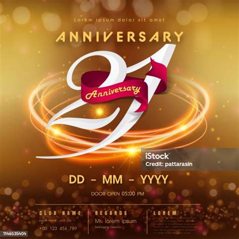 골든 추상 미래 공간 배경에 21 년 기념일 로고 템플릿 21 현대 기술 디자인 하이테크 네트워크 디지털 기술 개념 디자인 요소와 숫자를 축 하 광고에 대한 스톡 벡터 아트