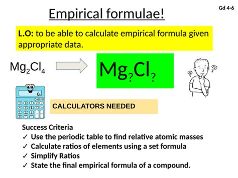 Edexcel Empirical Formula Calculations Gd4 6 Teaching Resources