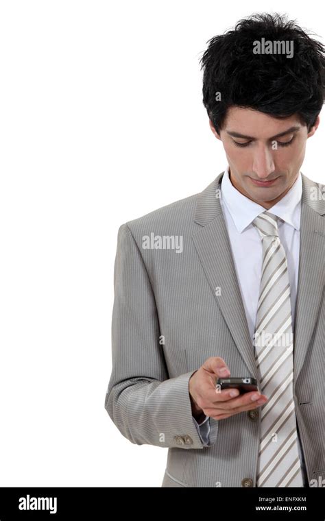 Man Checking Mobile Phone For Messages Stock Photo Alamy