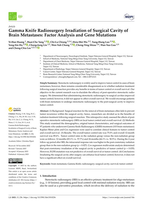 Pdf Gamma Knife Radiosurgery Irradiation Of Surgical Cavity Of Brain Metastases Factor