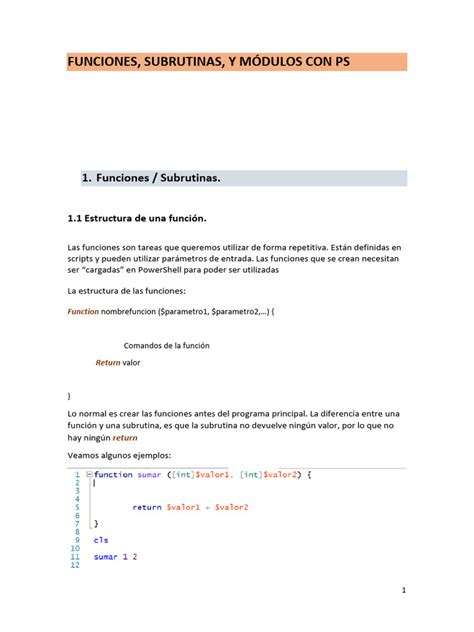 Funciones Y Módulos En Powershell Pdf Archivo De Computadora