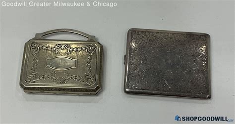 Unbranded Silver Ornate Cigarette Cases Set Of Two Vintage Silver Plate