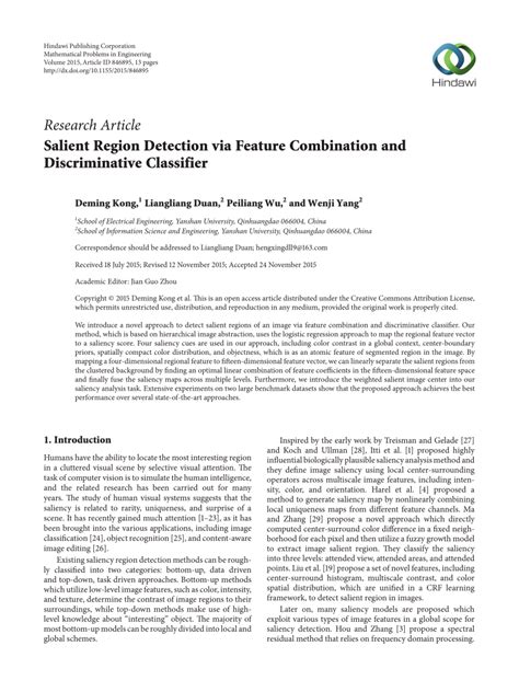 Pdf Salient Region Detection Via Feature Combination And Discriminative Classifier