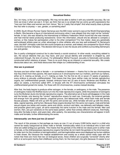 Physical Sexual Material Pt 03 Handout 2 Property Of Sti Sexualized Bodies Sex For Many