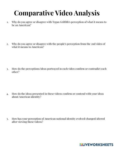 Comparative Video Analysis Worksheet Live Worksheets Worksheets Library