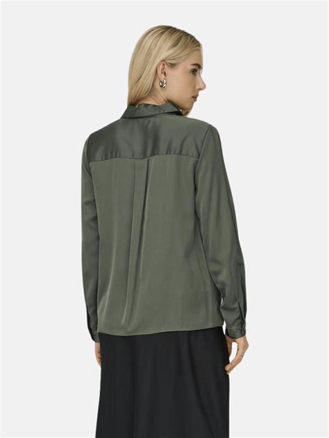 Only Onlmika Vis Satin Ls Shirt Wvn Womens Shirts Green Nencini Sport
