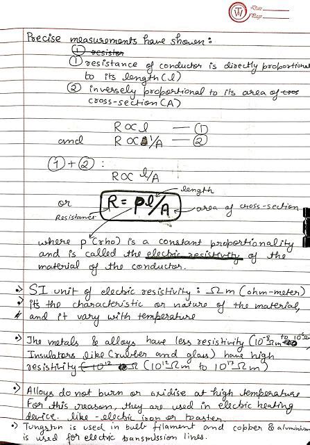 Class 10 Ncert Physics Chapter 11 Electricity Handwritten Notes Artofit