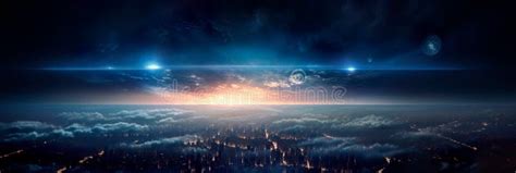 Earth As A Sprawling Metropolis Of Glowing City Lights Viewed From