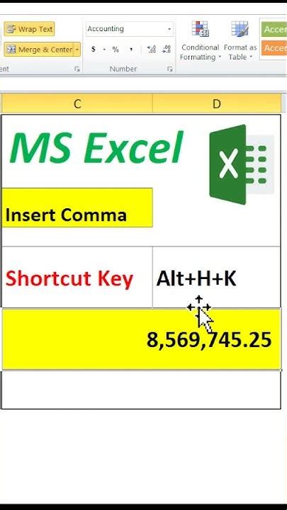 Insert Comma To A Number Shortcut Key In Excel I Insert Comma Shortcut
