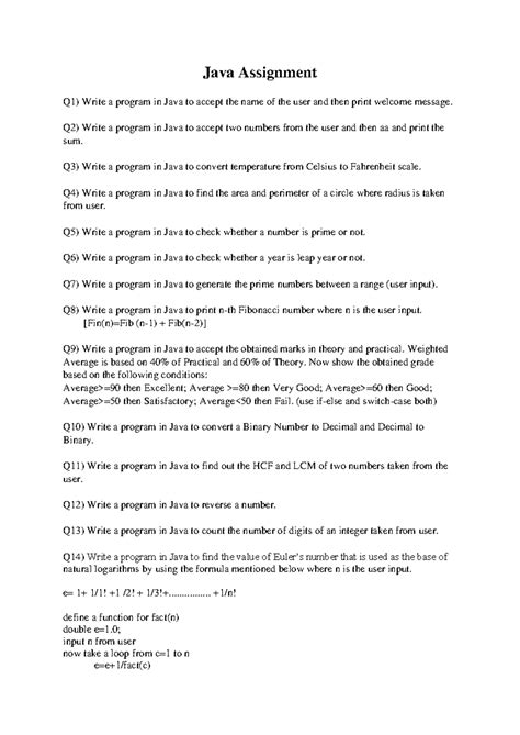 Java Assignment Made By Our Professor Java Assignment Q1 Write A Program In Java To Accept