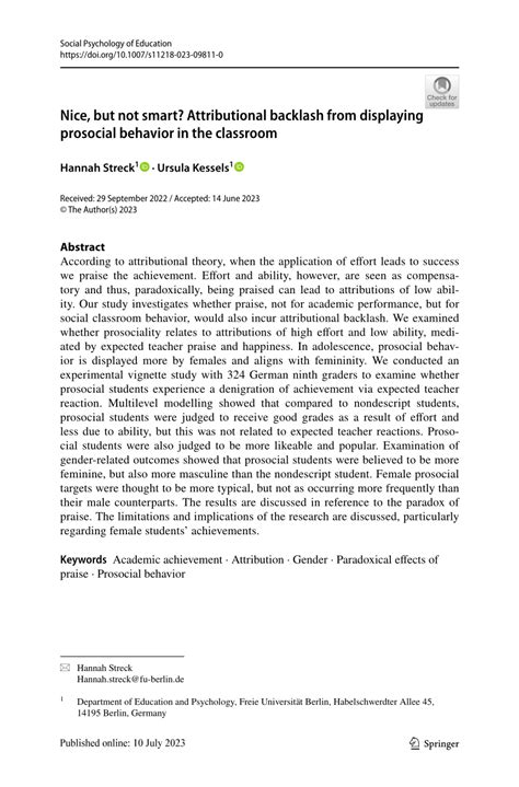 Pdf Nice But Not Smart Attributional Backlash From Displaying