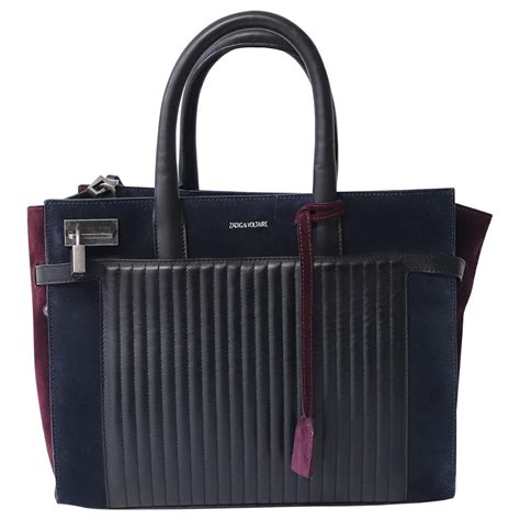 Zadig And Voltaire Sac à Main Candide En Daim Bleu Marine Suede Ref 676233 Joli Closet