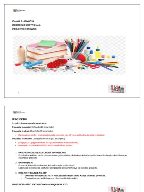Ibanga 7 Isikhokhelo Sikatitshala Iprojekthi Yoncwadi Pdf