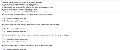 solved determine whether the random variable is discrete or