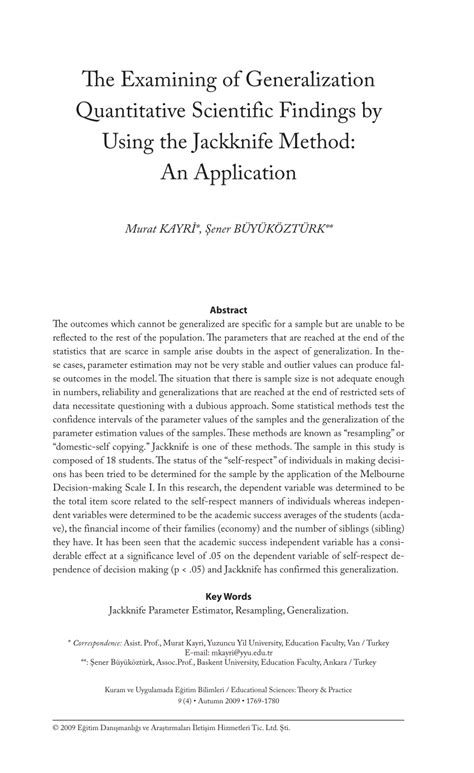 Pdf The Examining Of Generalization Quantitative Scientific Findings