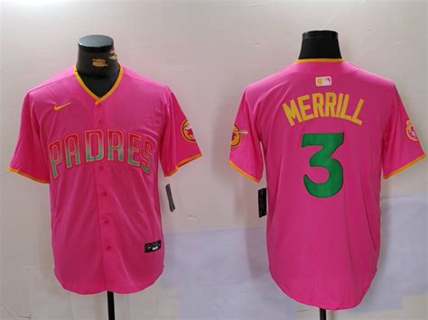 Mens San Diego Padres Jackson Merrill 3 Pink Jersey