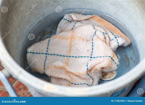 A Dirty Rag In A Bucket Full Of Water Stock Image Image Of Isolated White 77582905