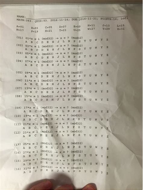 Solved A01 B03 C05 D07 E09 H11 J13 L15 N17 P19