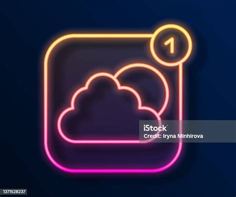 빛나는 네온 라인 날씨 예보 응용 프로그램 아이콘 검은 배경에 격리 벡터 Gui 위젯에 대한 스톡 벡터 아트 및 기타 이미지 Gui 위젯 계절 기상학 Istock