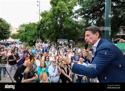 Aversa Italy 24 May 2024 Giuseppe Conte Leader Of Movimento 5