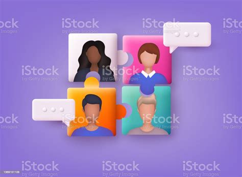 비즈니스 개념 팀 워크 컨셉 퍼즐 요소처럼 연결하는 사람들 3d 웹 벡터 일러스트레이션 개념에 대한 스톡 벡터 아트 및 기타 이미지 Istock