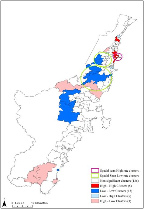 Bivariate Lisa And Multivariate Spatial Scan Clusters Showing The Local