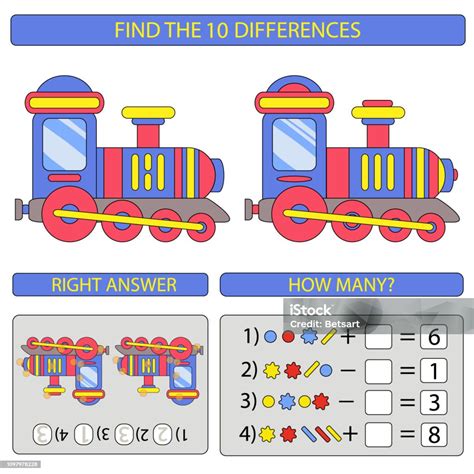 두 색된 기차 차이 찾아 아이 들 재미 있는 수수께끼 엔터테인먼트입니다 시트 다른 장난감 건설 장비입니다 관심 게임 작업입니다 수학 운동입니다 벡터 일러스트입니다 0명에