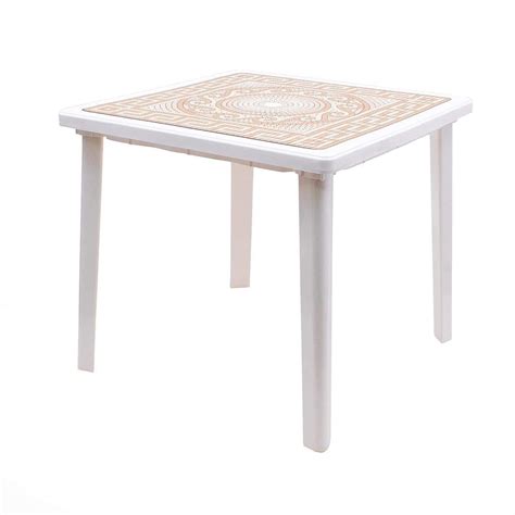 Нераздвижной садовый стол Стандарт Греческий орнамент71x80x 80 см пластик белый ️ купить по цене