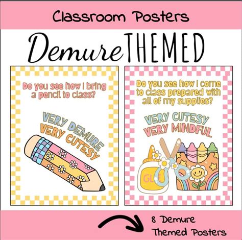 Printable Demure Classroom Posters By Miss Ls Learners Tpt