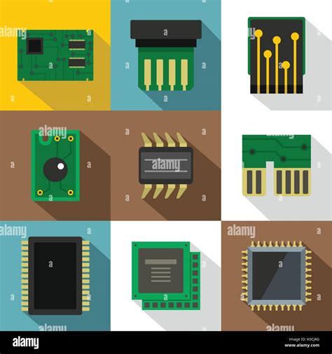Chip Icons Set Flat Style Stock Vector Image Art Alamy