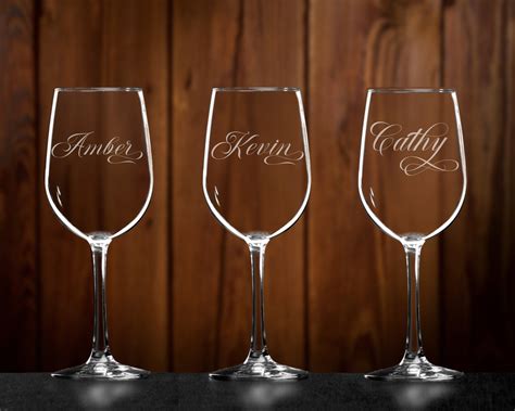 Personalized Etched Wine Glasses Custom Stemmed Barware Custom