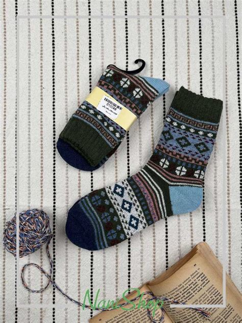 جوراب ساقدار بافت طرح لبه رنگی