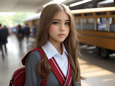 Premium Ai Image School Girl