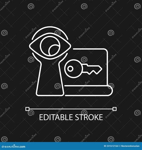 Shoulder Surfing Attack White Linear Icon For Dark Theme Stock Vector