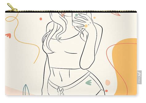 Minimalist Sexy Young Woman Taking A Selfie Minimal Floral Ornament