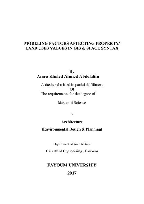 Pdf Modeling Factors Affecting Property Land Uses Values In Gis