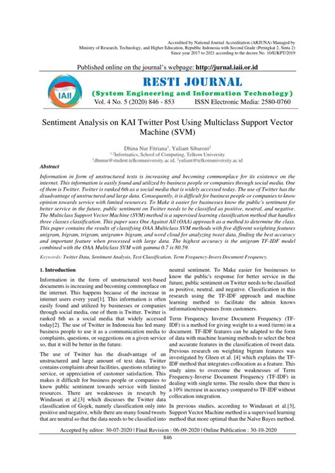 Pdf Sentiment Analysis On Kai Twitter Post Using Multiclass Support Vector Machine Svm