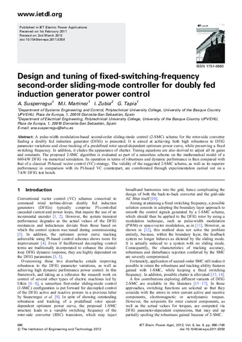 Pdf Design And Tuning Of Fixed Switching Frequency Second Order