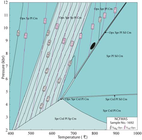 Calculated Pt Pseudosections For Sapphirine Bearing Granulite Sample