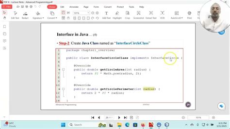 Lecture 9 Java Interface Program For Computing Circle Area And Perimeter Youtube