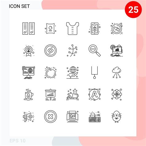 Editable Vector Line Pack Of 25 Simple Lines Of Ring Circle Bag Smartphone Mobile Editable